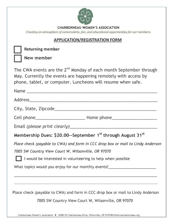 Join CWA – Charbonneau Women’s Association